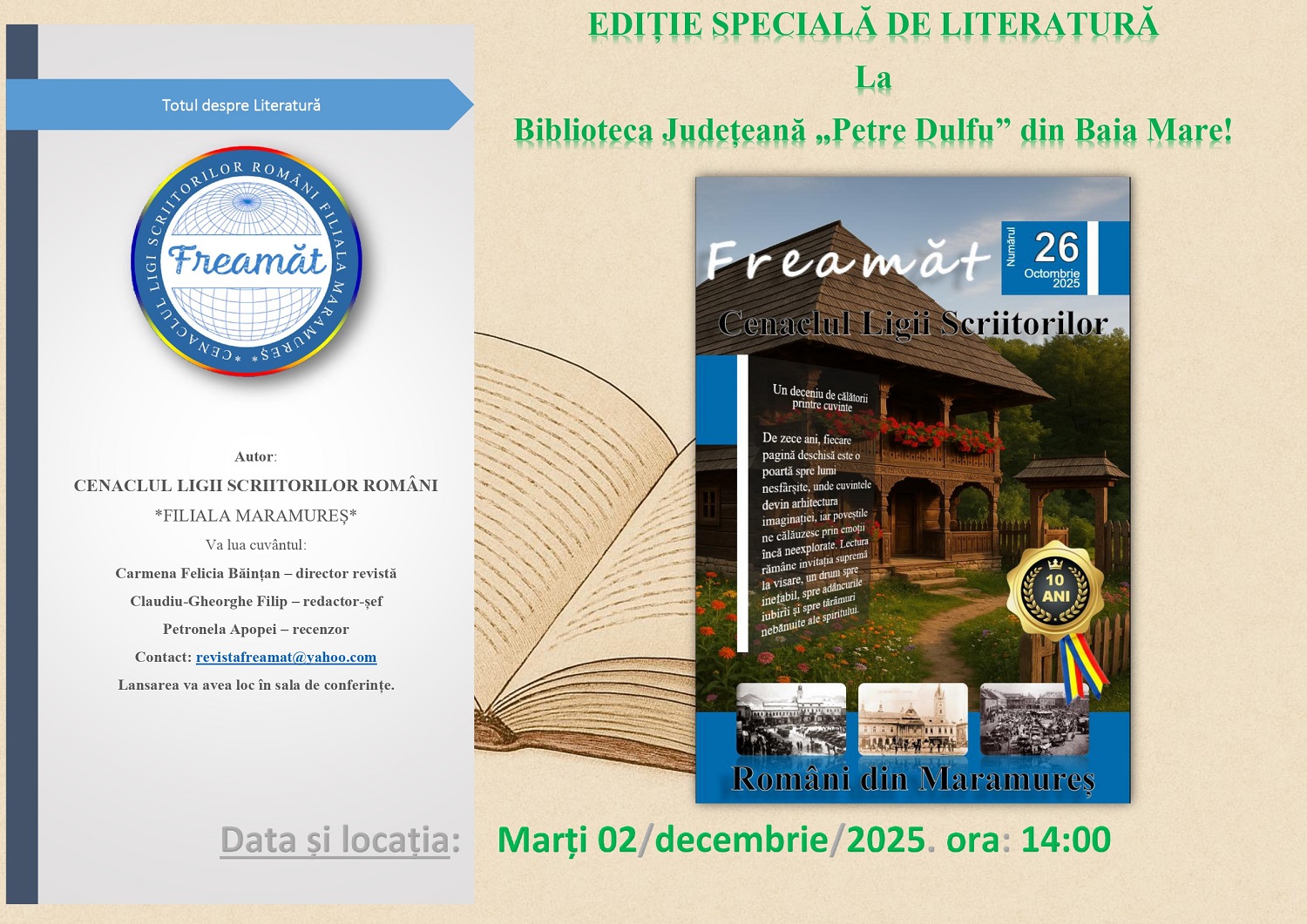 Lansarea noului număr al Revistei „Freamăt” – BJPD